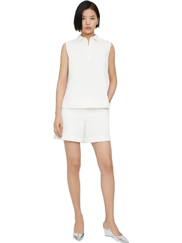 Theory Cuffed Short In Cotton Piqu - White