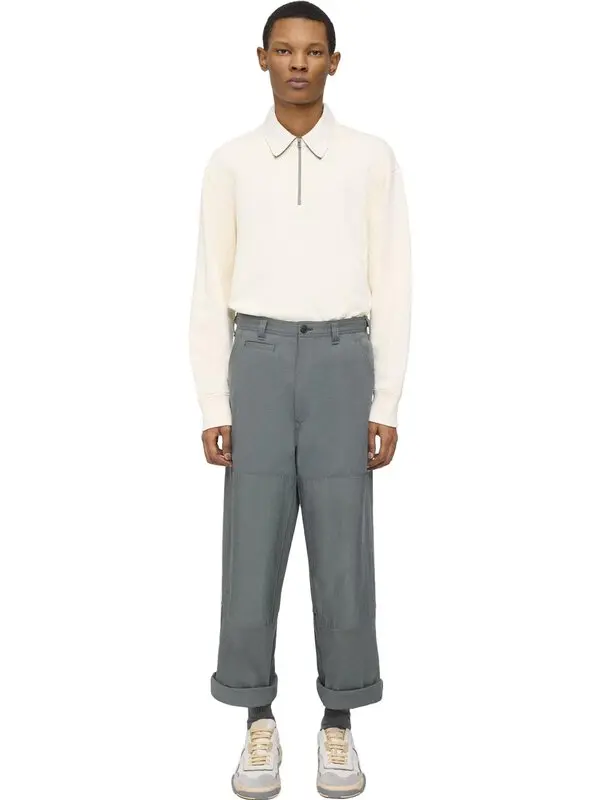 Theory Wide-leg Cotton Twill Pants - Light Spruce