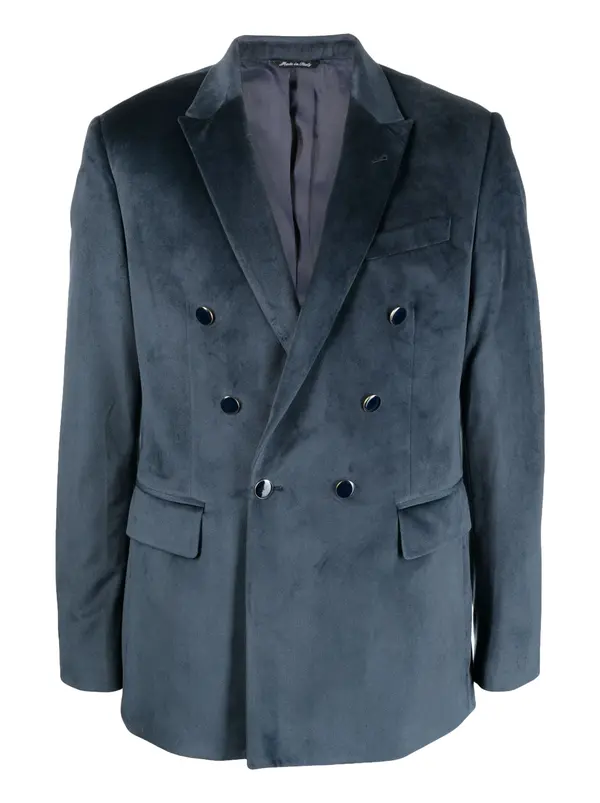 REVERES 1949 Double-breasted Velour Blazer - Blue
