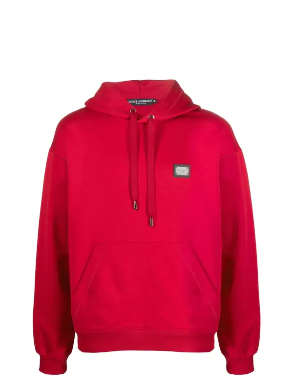 Dolce & Gabbana Logo-plaque Cotton Hoodie - Red