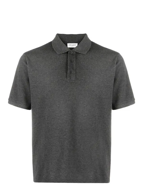 Saint Laurent Embroidered-logo Polo Shirt - Grey