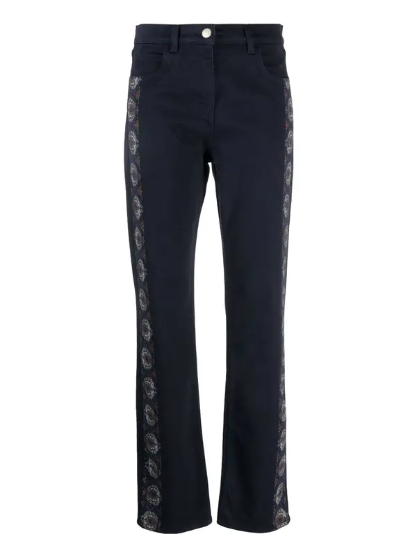 Etro Floral-stripes Straight-leg Jeans - Blue