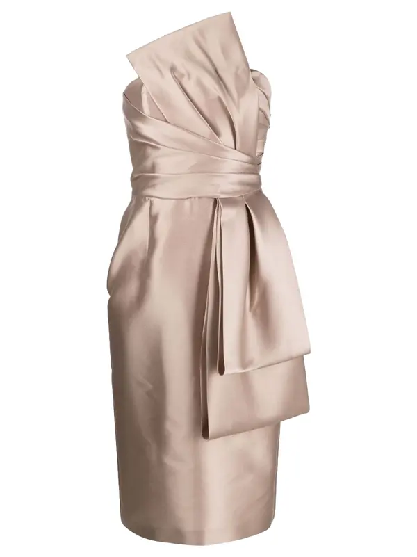 Alberta Ferretti Strapless Draped Midi Dress - Pink