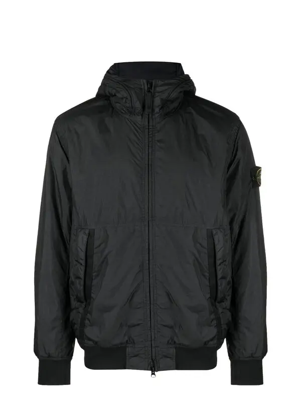 Stone Island Compass Patch Hooded Jacket - Black
