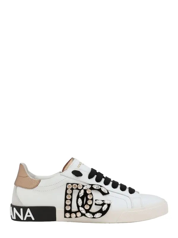 Dolce & Gabbana Portofino Rhinestone-embellished Sneakers - White