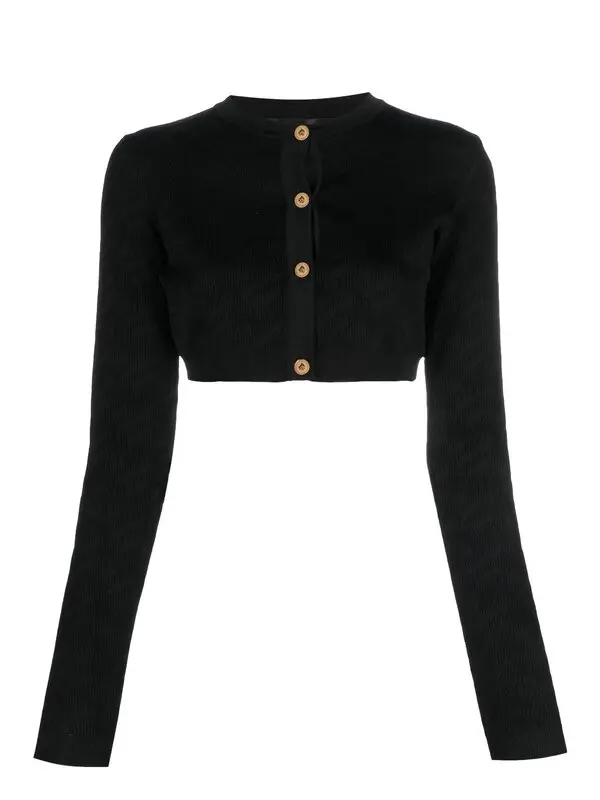 Versace La Greca Cropped Cardigan - Black