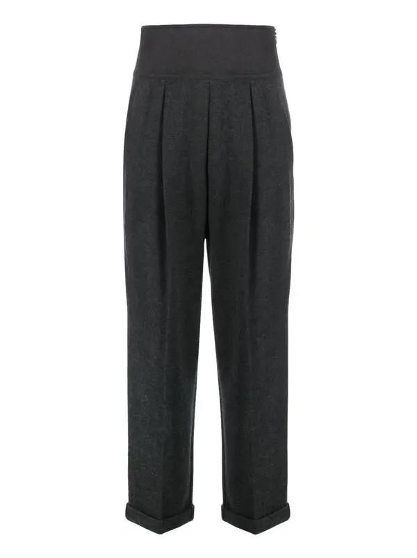 Brunello Cucinelli Pleated Cashmere-blend Trousers - Grey