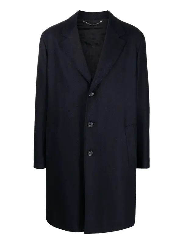 Canali Single-breasted Long Coat - Blue