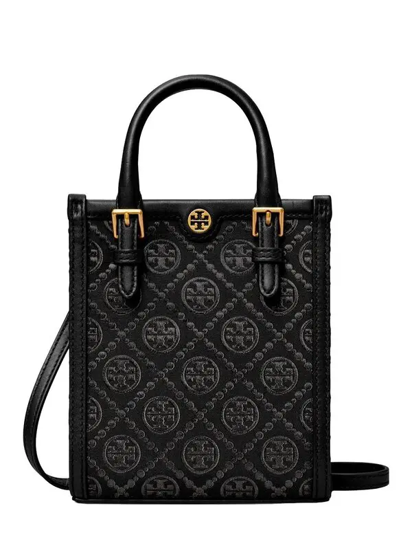 Tory Burch Mini T Monogram North/south Tote - Black