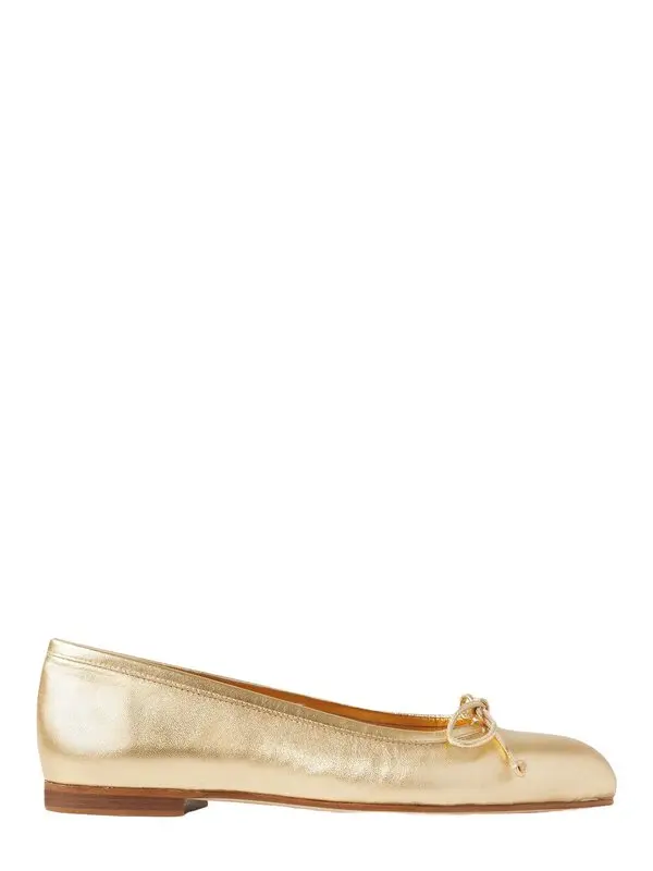 Manolo Blahnik Veralli Metallic Leather Ballet Flats - Gold