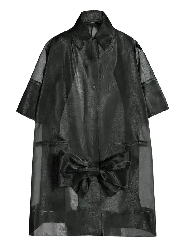 MAISON MARGIELA Bow Semi-sheer Oversized Coat - Black