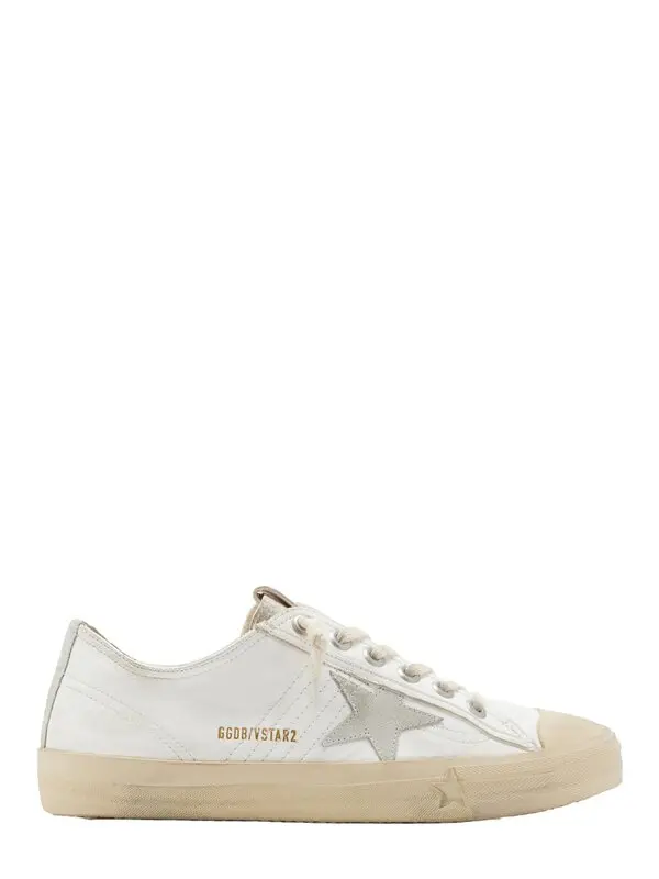 GOLDEN GOOSE V-star 2 Suede-trimmed Leather Sneakers - White