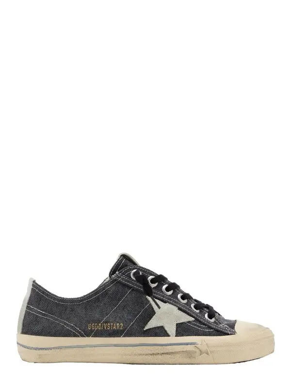 GOLDEN GOOSE V-star 2 Suede-trimmed Canvas Sneakers - Black