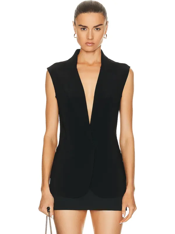 Norma Kamali Sleeveless Single Breasted Jacket - Black