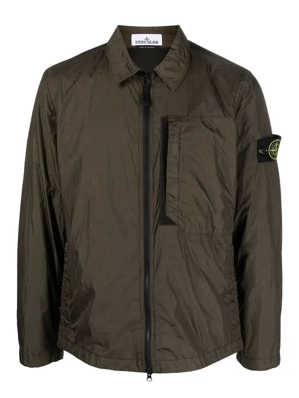 Stone Island Compass-patch Zip-up Jacket - Green