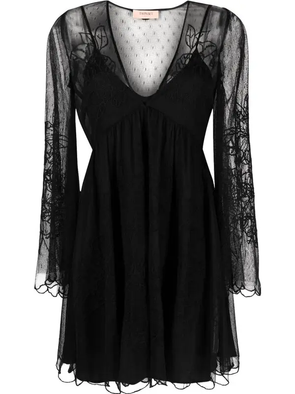 TWINSET Layered Lace Dress - Black