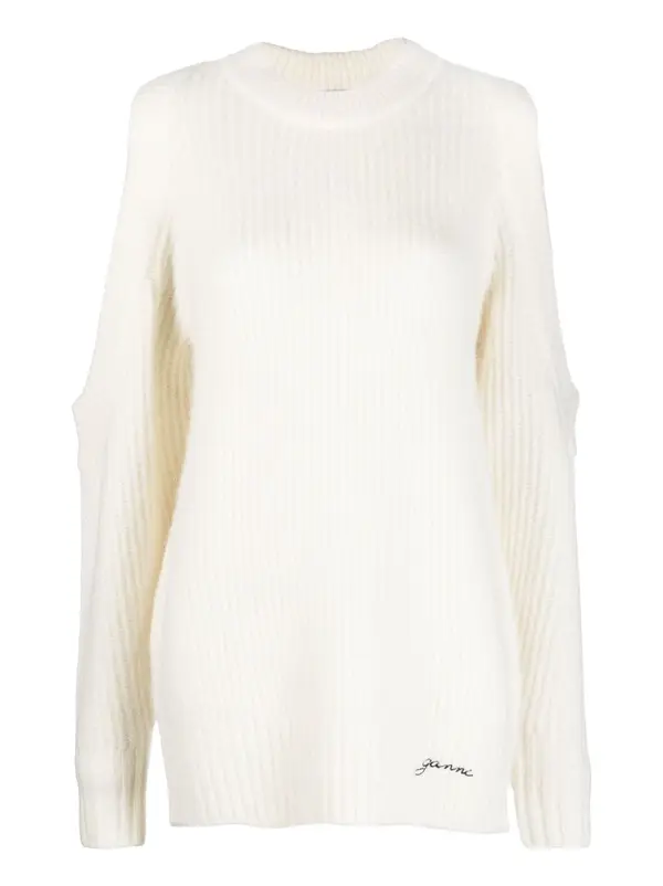 GANNI Cold-shoulder Jumper - White