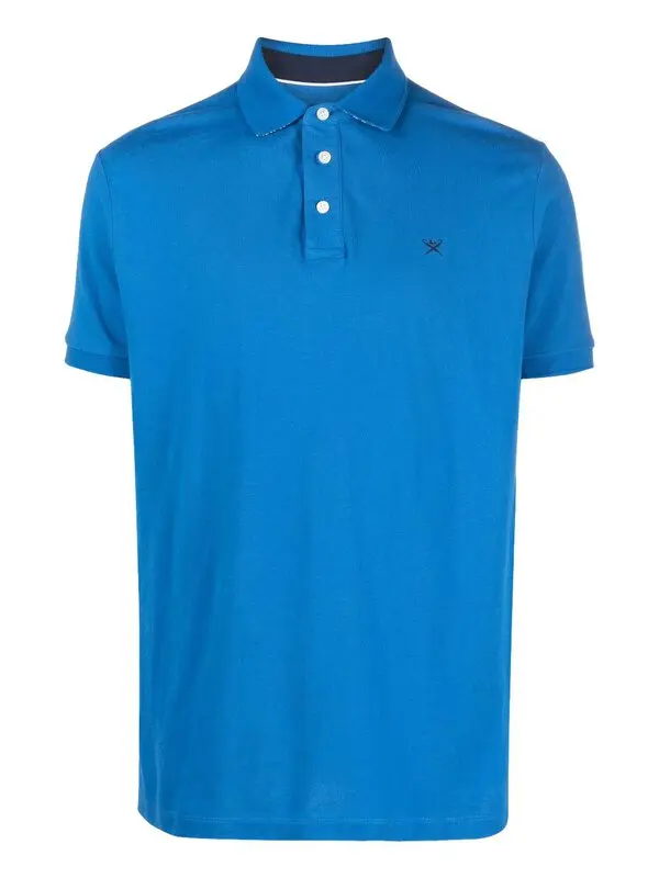 HACKETT Logo-embroidered Piqué Cotton Polo Shirt - Blue