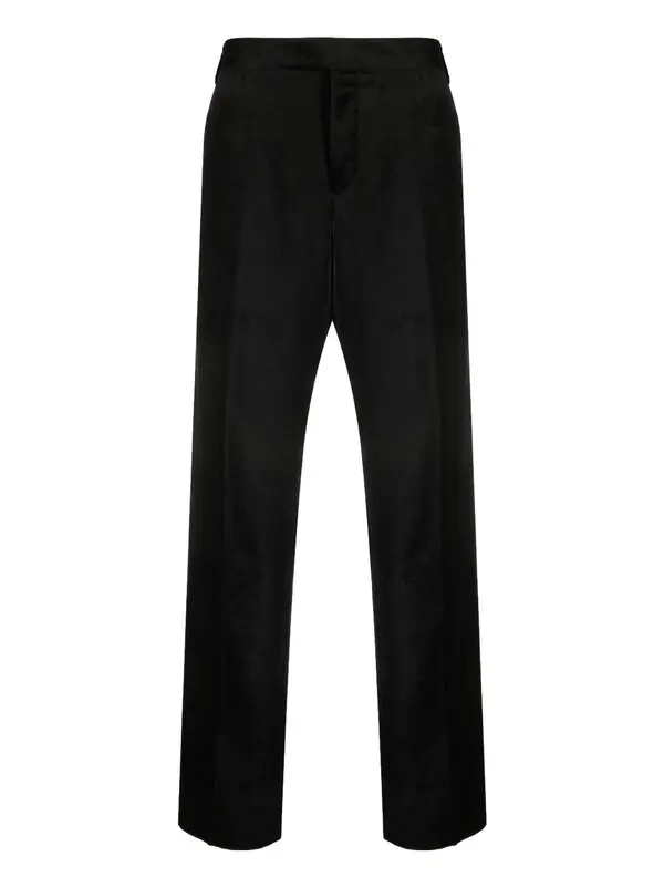 LARDINI Velvet Straight-leg Trousers - Black