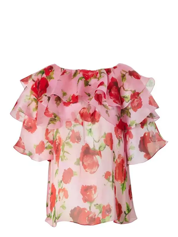 Carolina Herrera Floral-print Silk Blouse - Pink