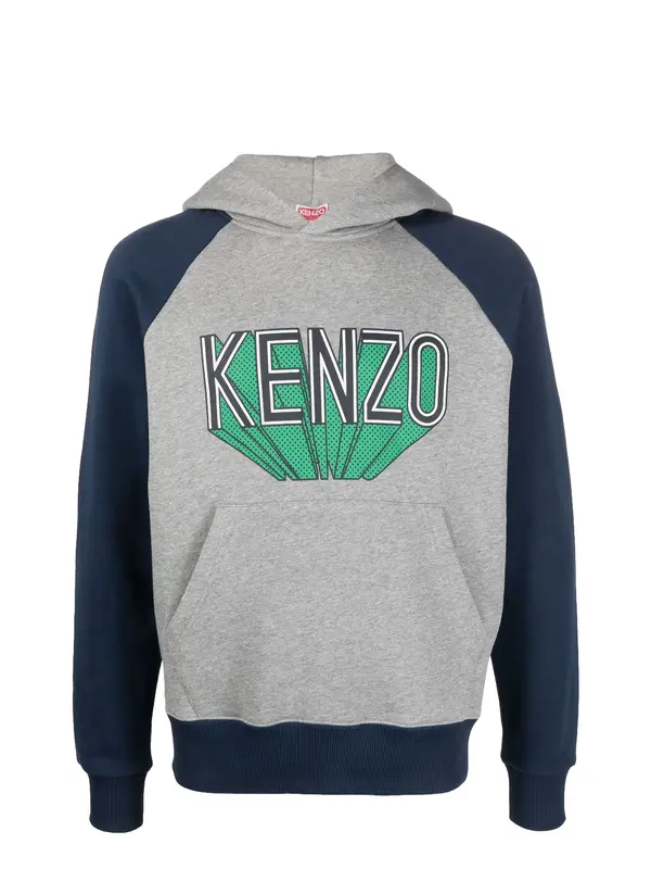 Kenzo Logo-print Cotton Jersey Hoodie - Blue