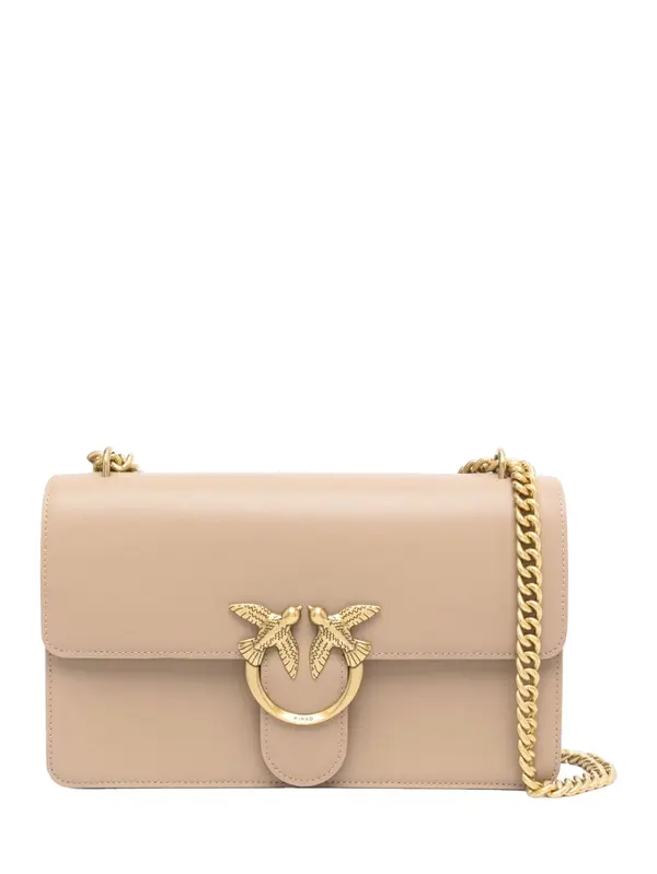 Pinko Classic Love Leather Shoulder Bag - Neutrals