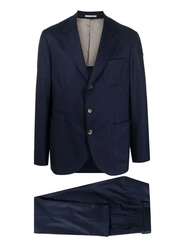 Brunello Cucinelli Single-breasted Wool Suit - Blue