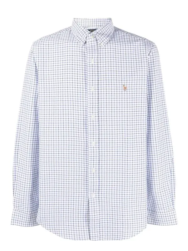 Polo Ralph Lauren Grid-pattern Logo-embroidered Cotton Shirt - White