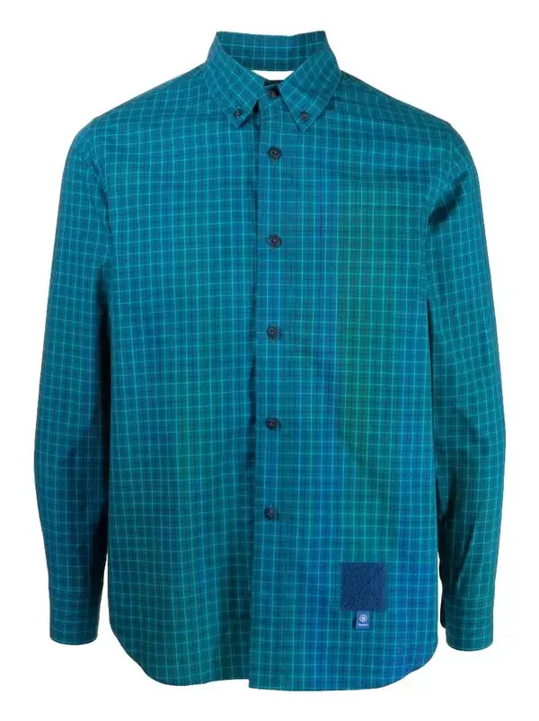 FUMITO GANRYU Plaid-check Print Shirt - Blue