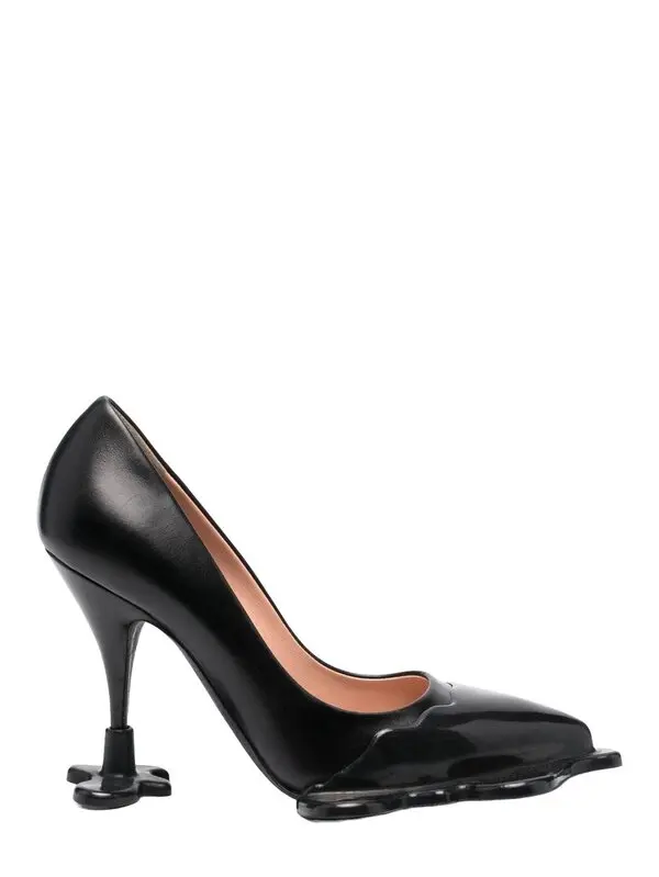 Moschino 100mm Sculpted Leather Pumps - Black