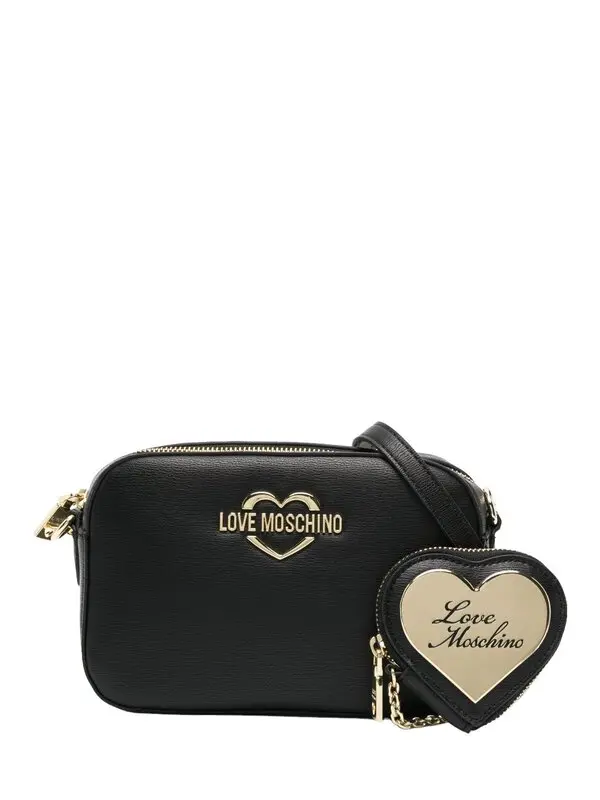 Moschino Leather Camera Bag With Logo Plaque - Black