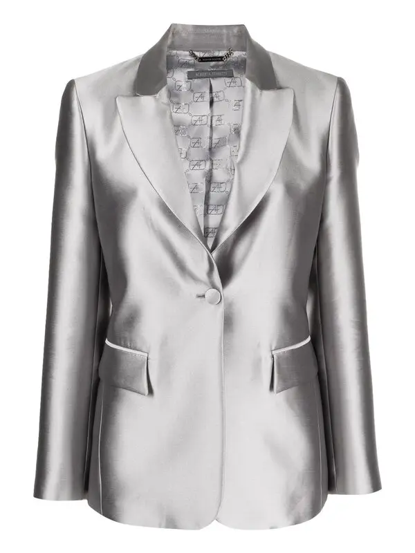 Alberta Ferretti Long-sleeved Satin Blazer - Grey