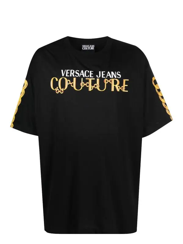 Versace Chain-link Cotton T-shirt - Black