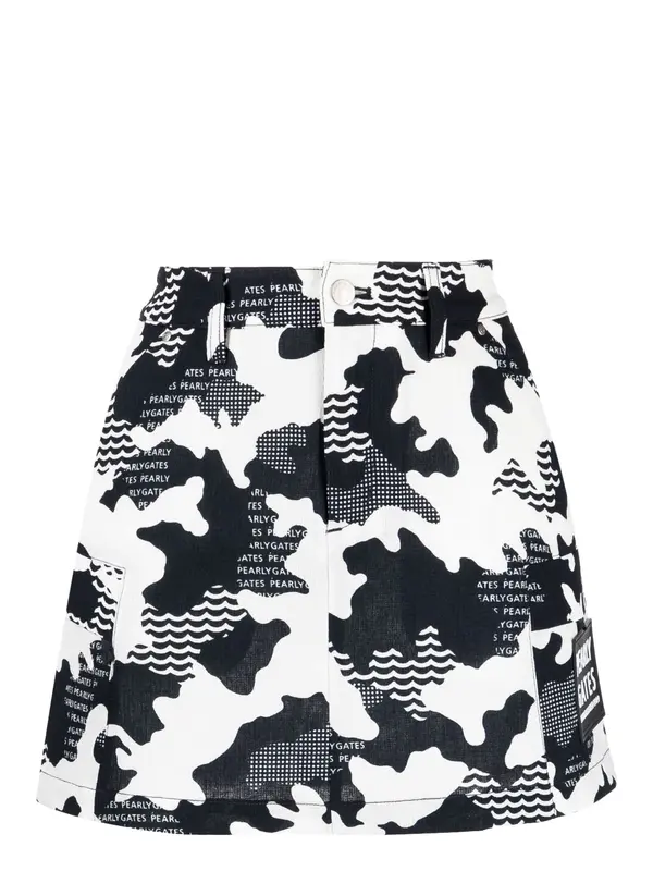 PEARLY GATES Camouflage-print Mini Skirt - Black
