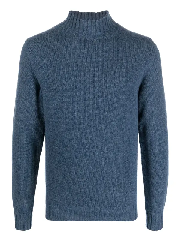 Fedeli High-neck Long-sleeve Jumper - Blue
