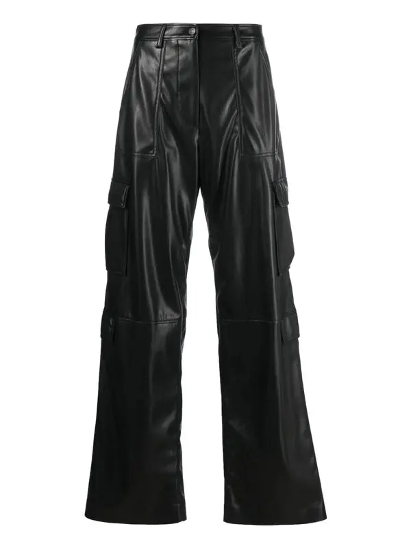 MSGM Faux-leather Cargo Trousers - Black
