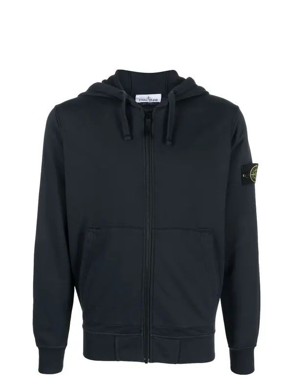 Stone Island Logo-patch Drawstring Hoodie - Blue