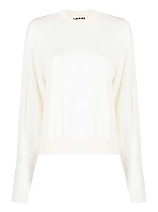 JIL SANDER Ribbed Crew Neck Jumper - White
