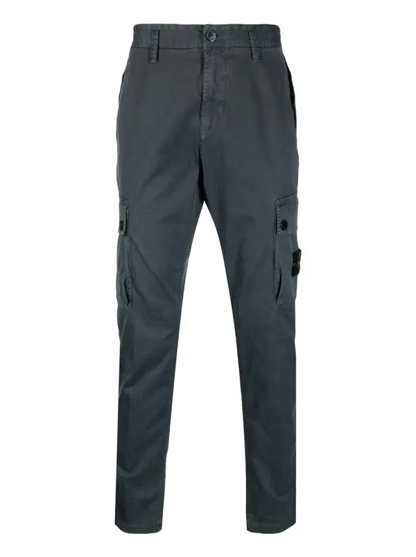 Stone Island Compass-patch Straight-leg Trousers - Grey
