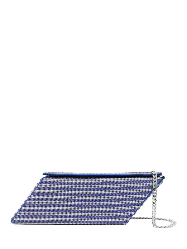 Kara Crystal Mesh Parallelogram Clutch - Blue