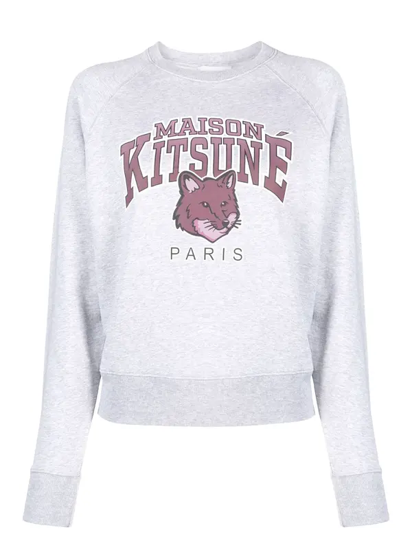 Maison Kitsuné Fox-motif Cotton Jumper - Grey