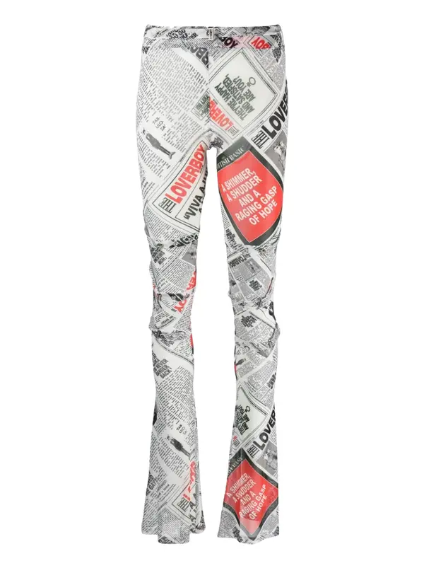 CHARLES JEFFREY Newspaper Print Skinny Trousers - Black