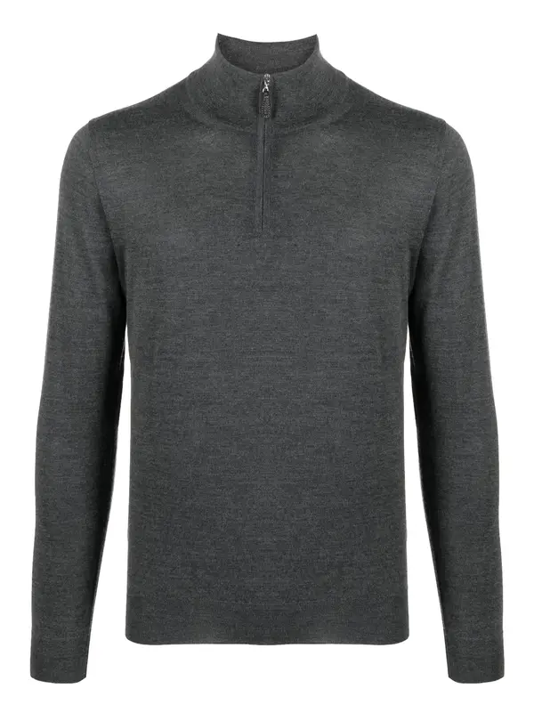 Fedeli Zip-up High-neck Jumper - Grey