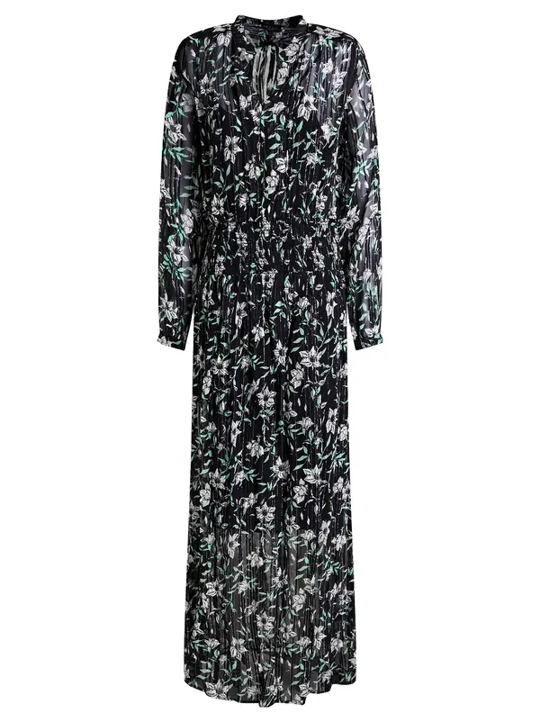 Rag & Bone Calista Shirred Metallic Floral-print Maxi Dress - Black