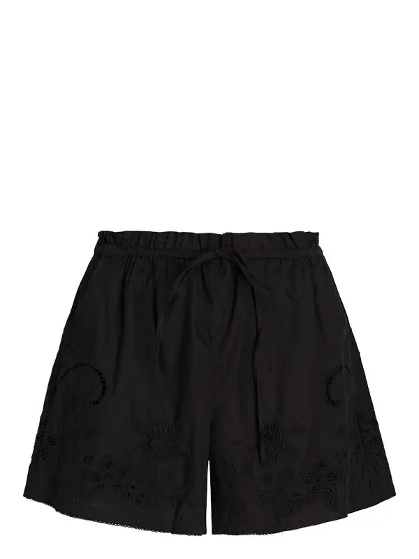 Rag & Bone Marley Broderie Anglaise Cotton Shorts - Black