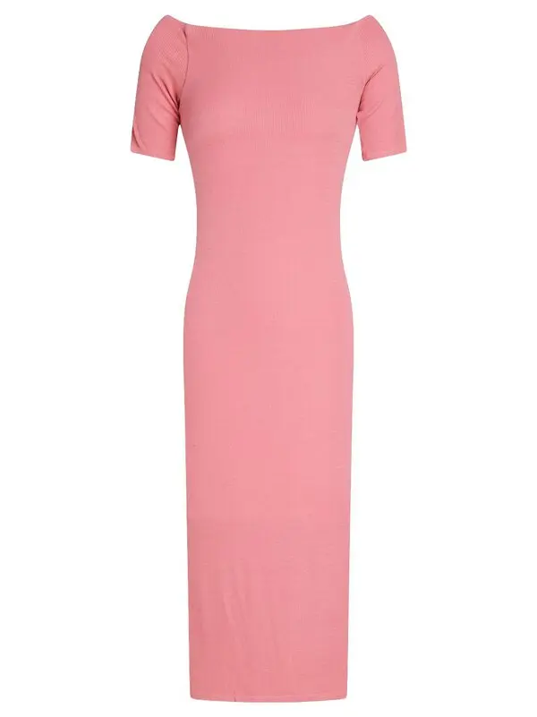 Enza Costa Off-the-shoulder Ribbed Midi Dress - Antique Rose