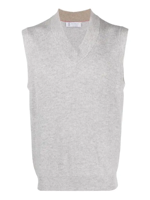 Brunello Cucinelli Cashmere Knitted Vest - Grey
