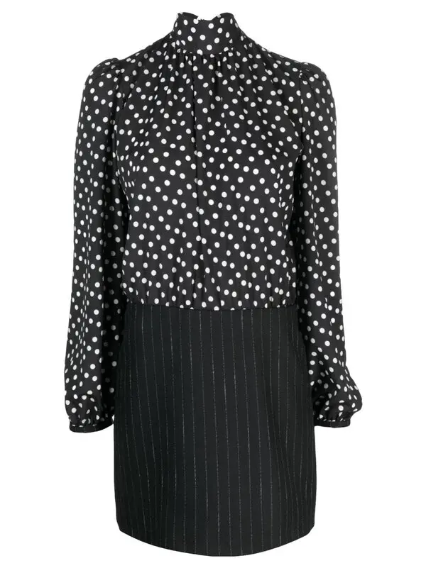 MSGM Hybrid Polka-dot Mini Dress - Black