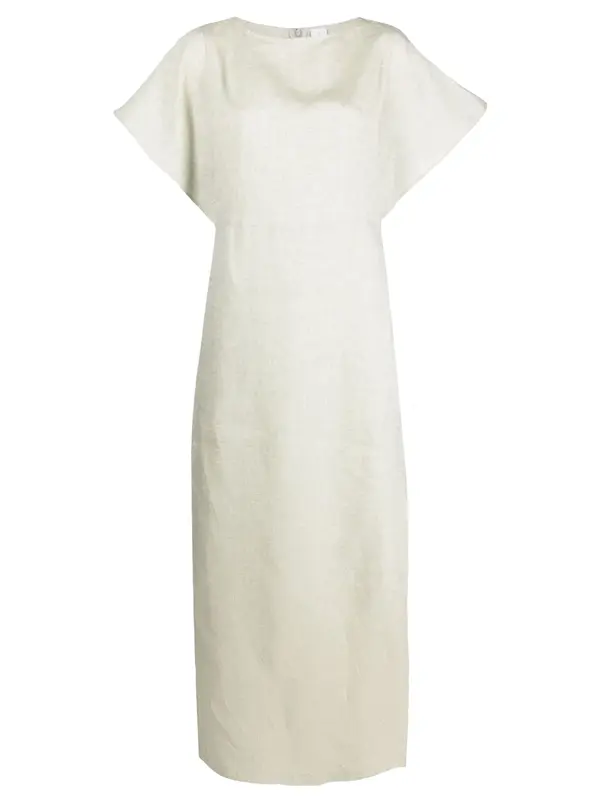 Eleventy Short-sleeve Linen Maxi Dress - Green
