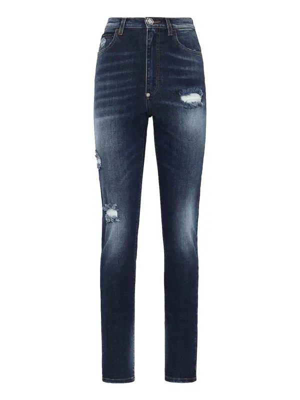Philipp Plein Distressed Skinny Jeans - Blue